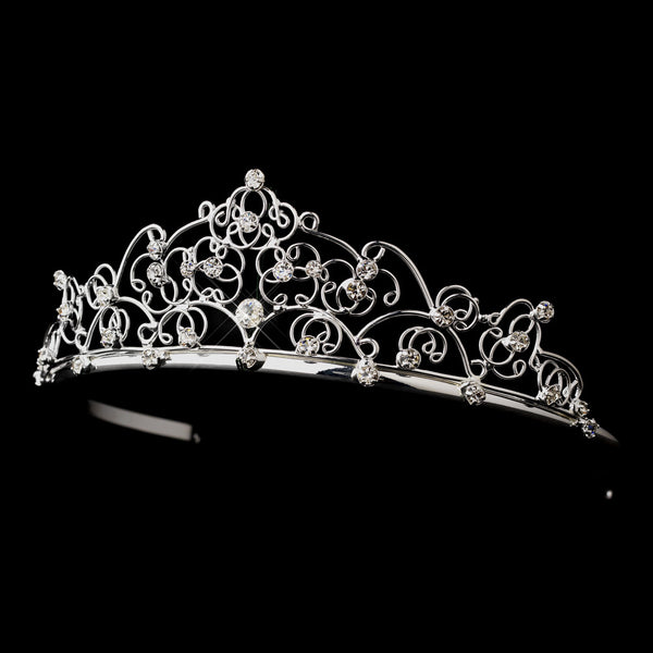Silver Clear Rhinestone Swirl Bridal Wedding Tiara 0266 – Crystal ...